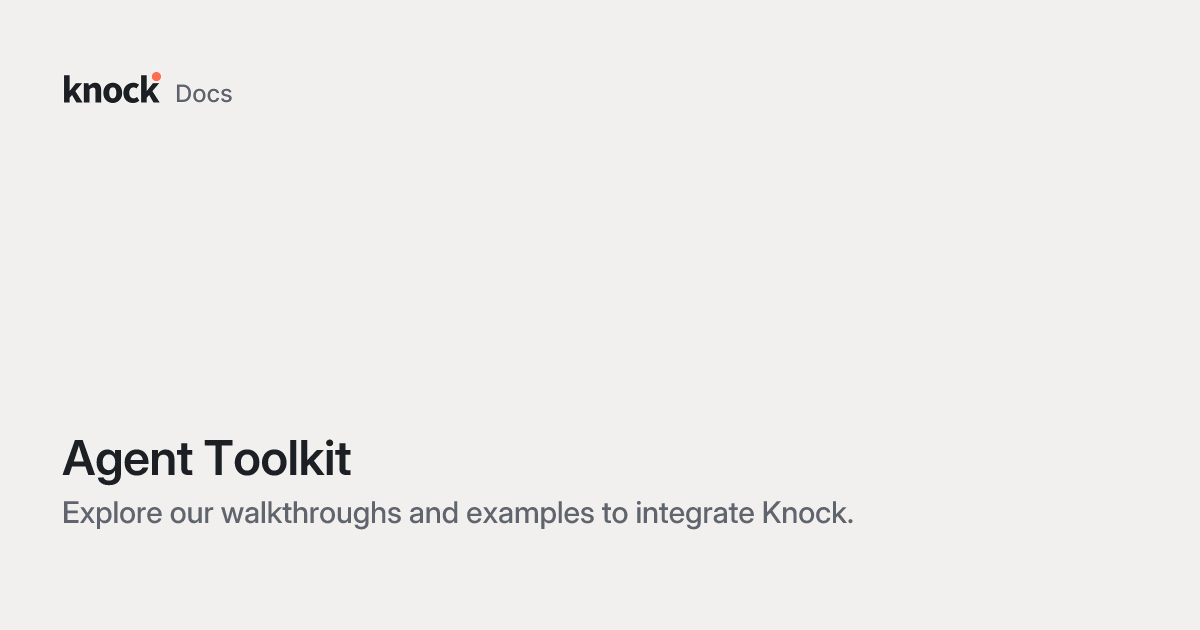 Agent Toolkit | Knock Docs